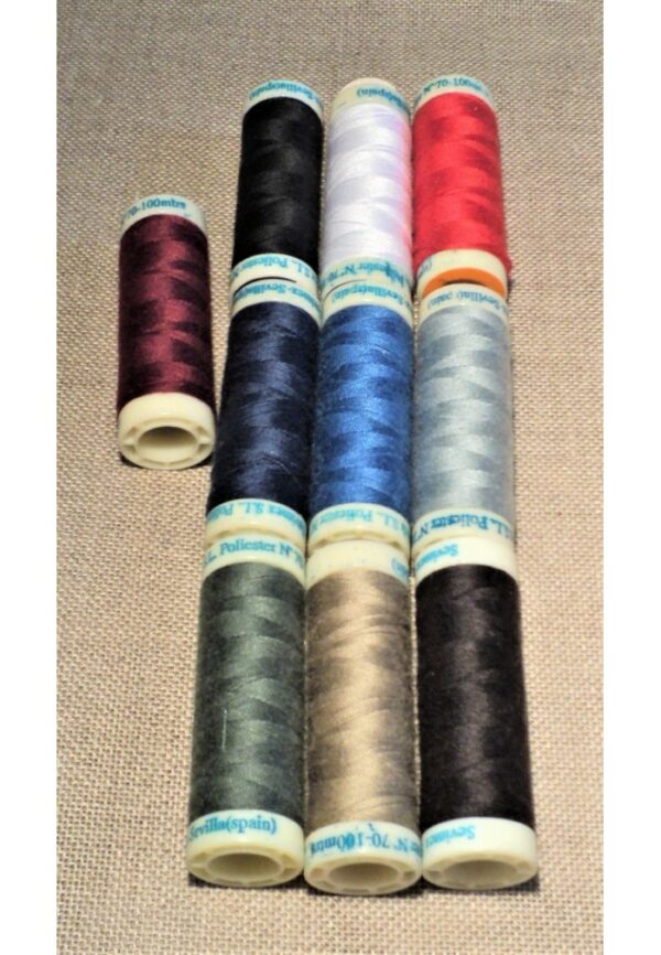 Fil à coudre 10x100 mètres, tout tissu, SET couleur basique, 100% pol...